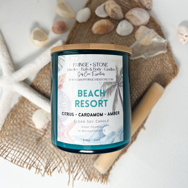BEACH RESORT 8.5oz. SOY CANDLE – Fringe + Stone
